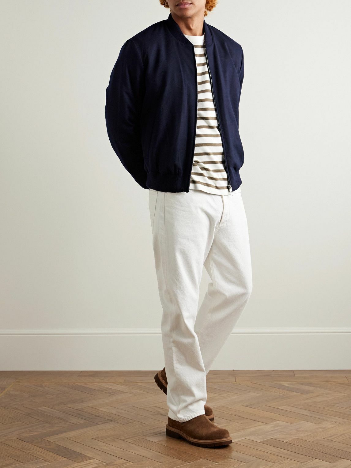 Mr P. - Padded Cashmere-Blend Bomber Jacket - Blue Mr P.