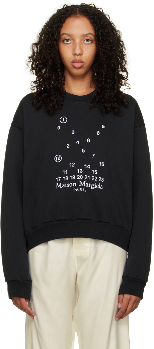 Maison Margiela Black Embroidered Sweatshirt Maison Margiela