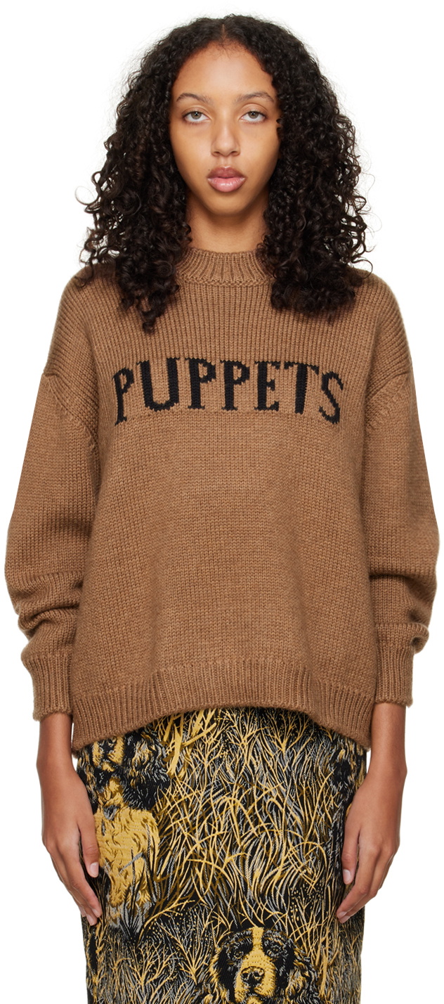 Puppets and Puppets SSENSE Exclusive Brown Puppy Crewneck Puppets and ...