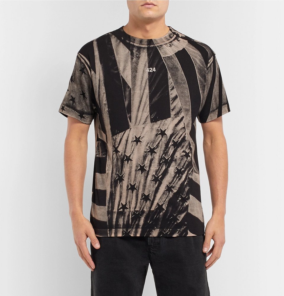 424 - Printed Cotton-Jersey T-Shirt - Black 424