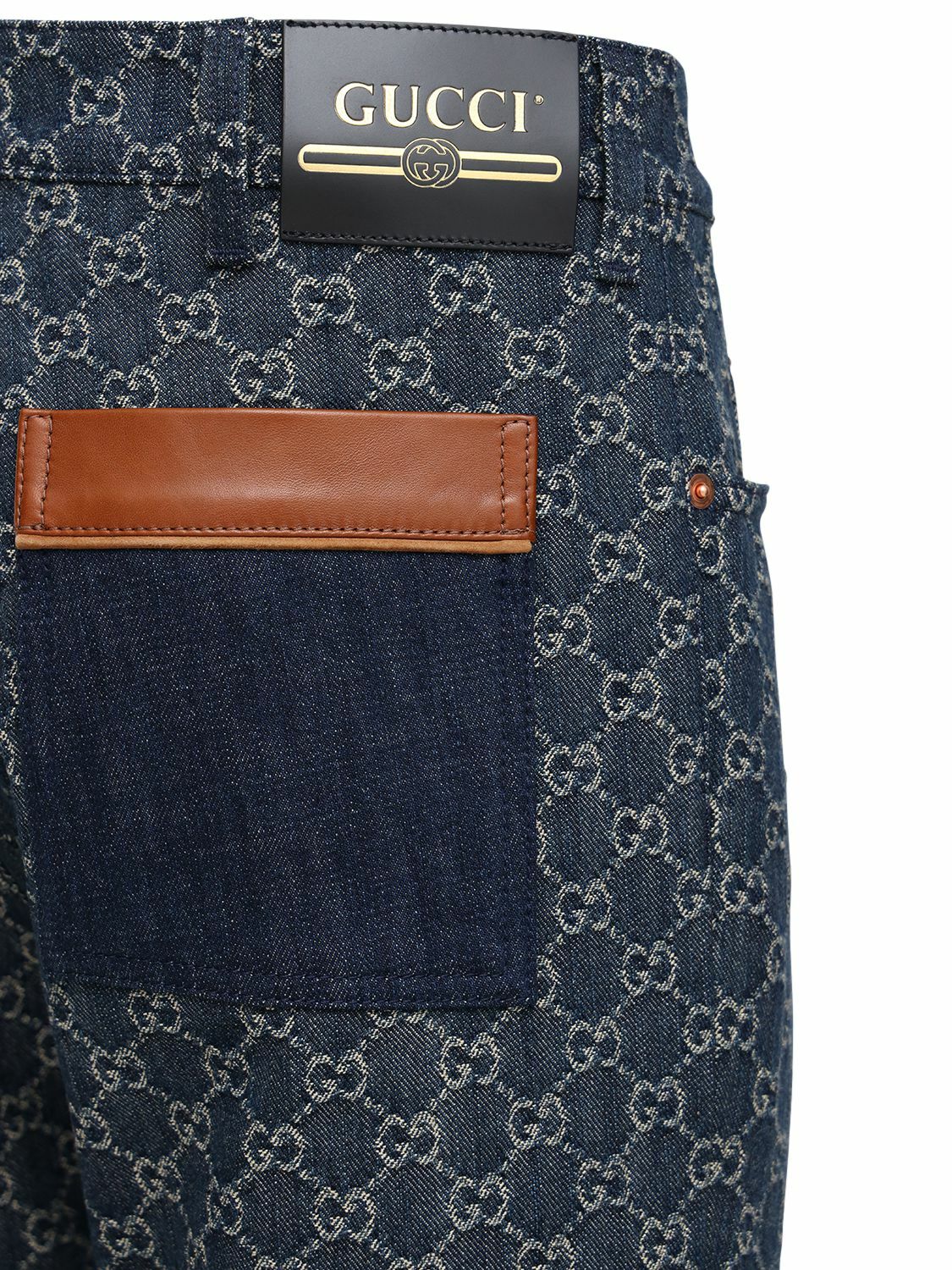 GUCCI - Gg Jacquard Denim Jeans Gucci
