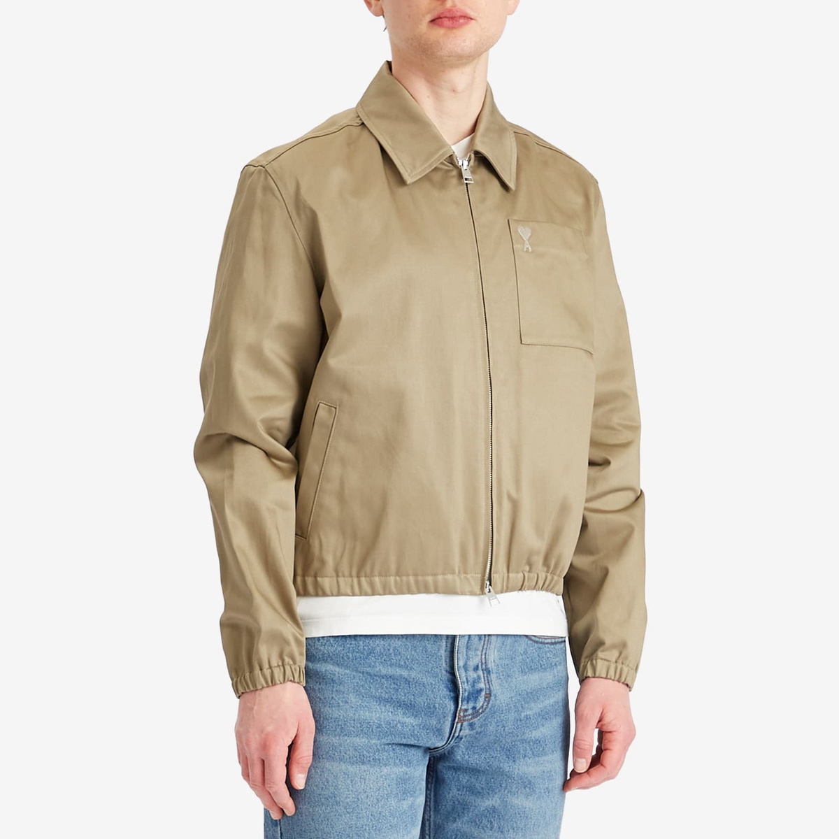 AMI Paris Men's ADC Zipped Cotton Jacket in Laurel AMI
