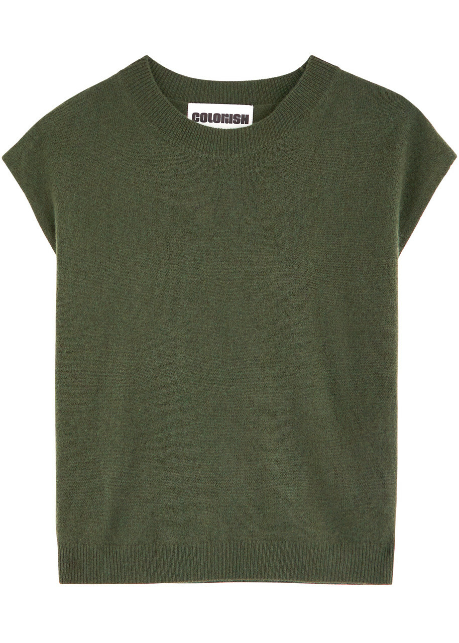 Crush Cashmere Lucca Cashmere Vest Khaki CRUSH CASHMERE
