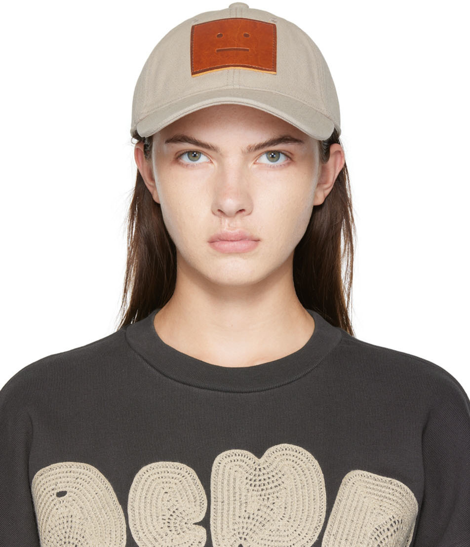 Acne Studios Beige Leather Patch Cap Acne Studios