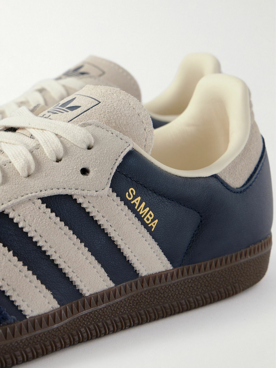 adidas Originals - Samba OG Suede-Trimmed Leather Sneakers - Blue ...