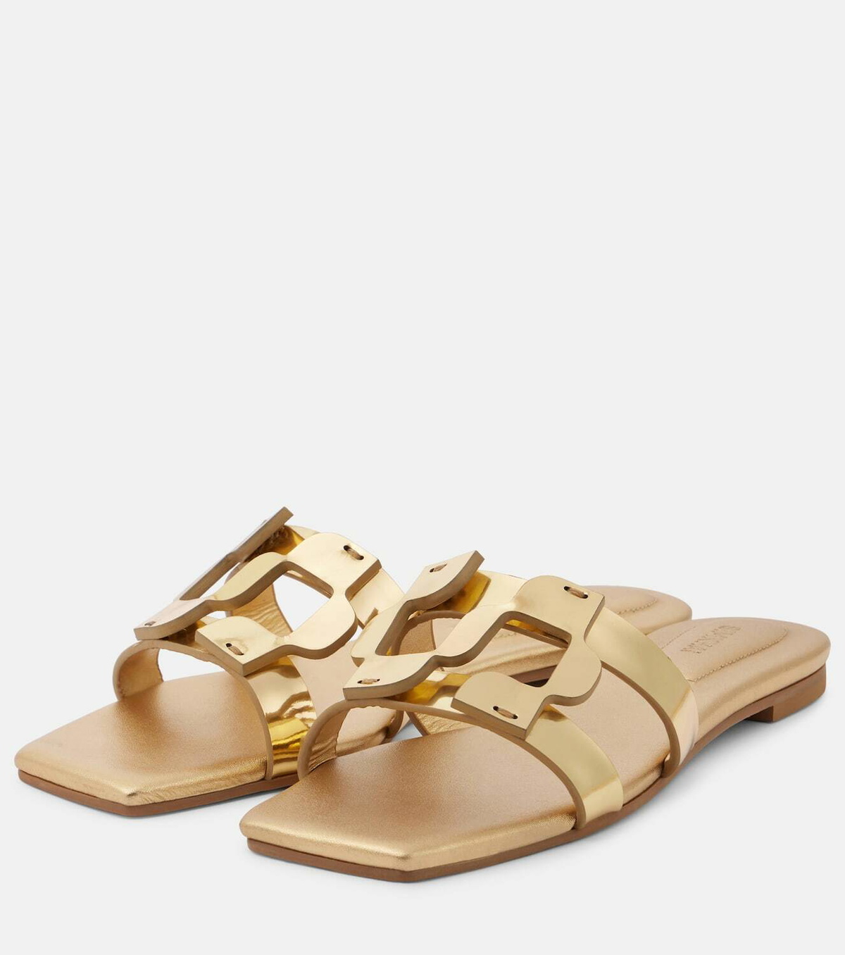 Simkhai Logo metallic leather slides Simkhai