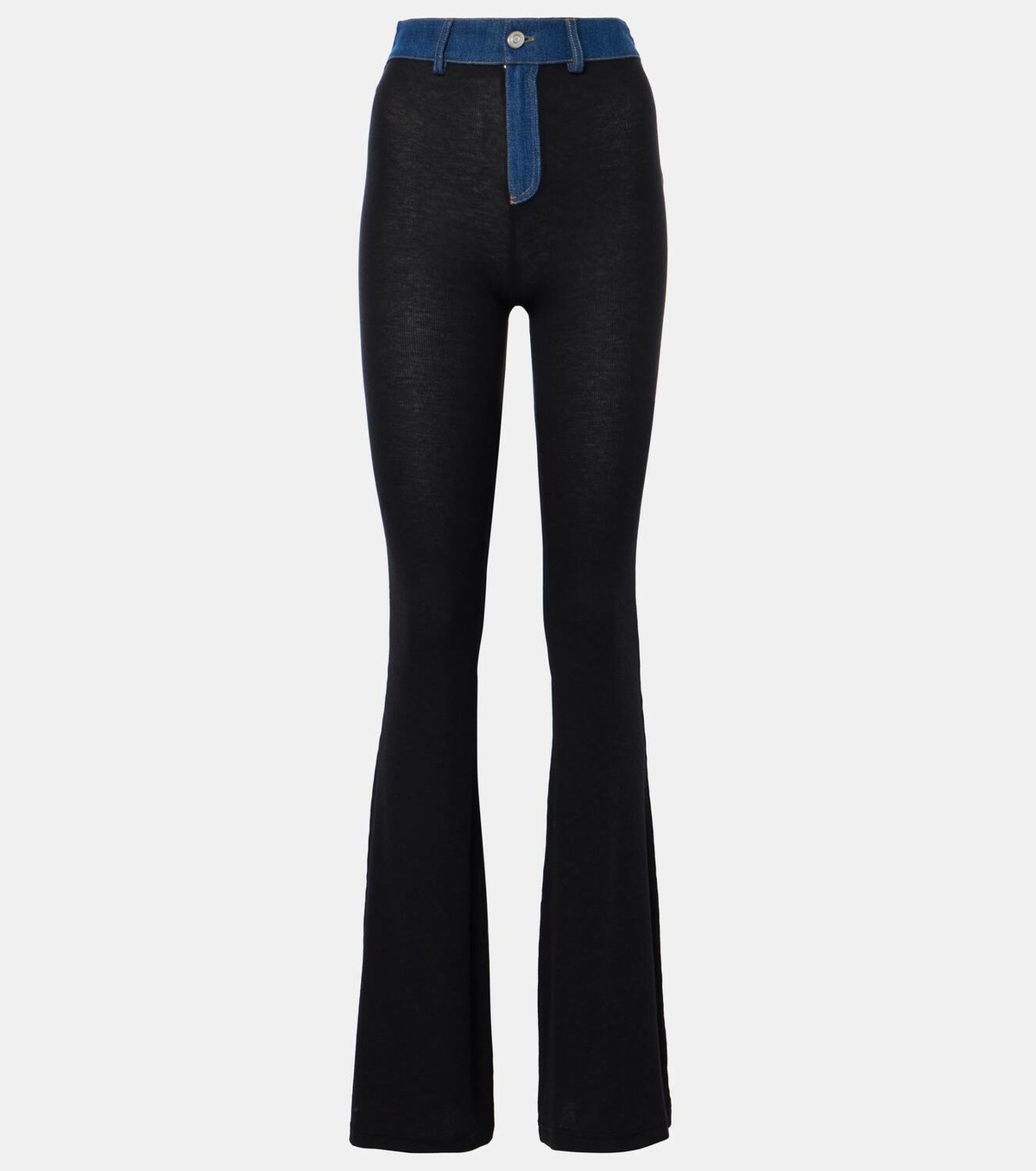 Coperni Denim-trimmed high-rise flared pants Coperni