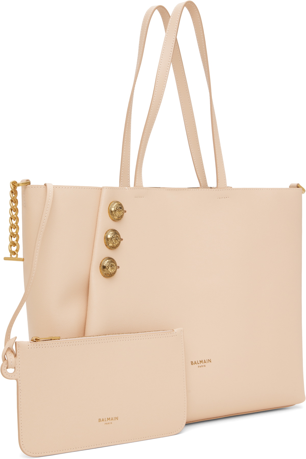 Balmain Pink Emblème Grained Calfskin Tote Balmain