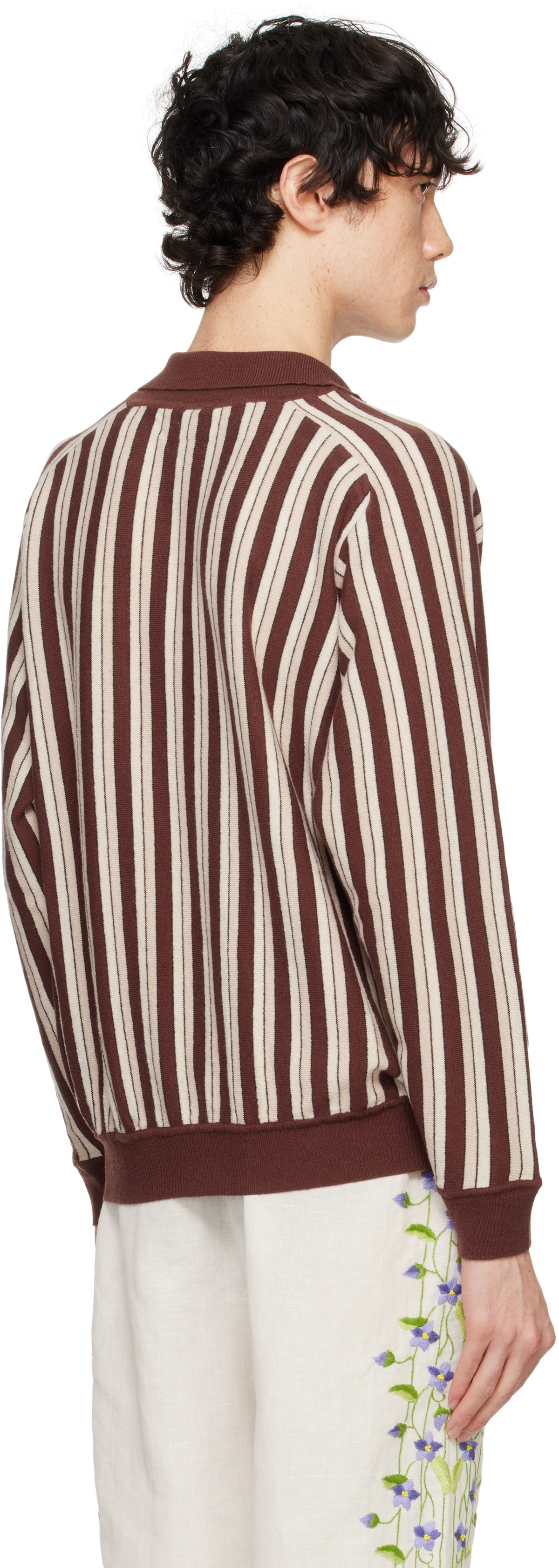 Bode Brown & Off-White Hogan Stripe Polo Bode