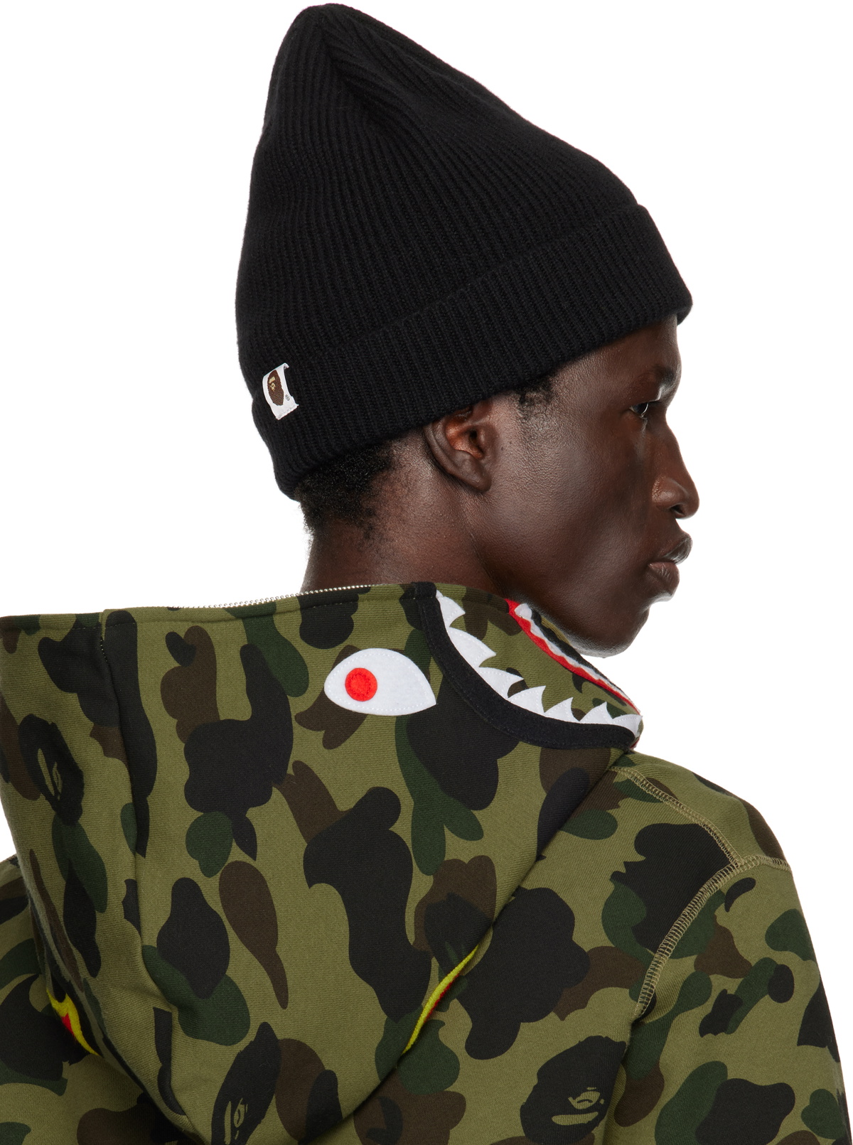 BAPE Black One Point Knit Beanie A Bathing Ape
