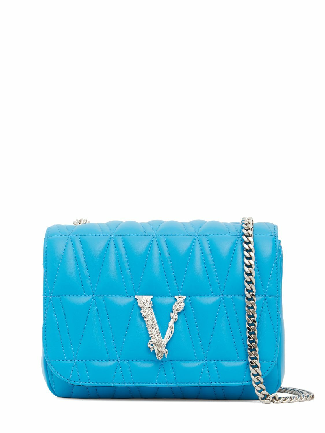 VERSACE - V Logo Leather Shoulder Bag Versace
