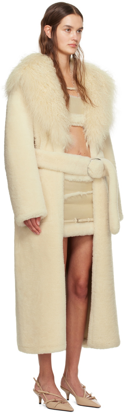 Jacquemus Off-White Guirlande 'Le Manteau Long Pilou' Shearling Coat Jacquemus
