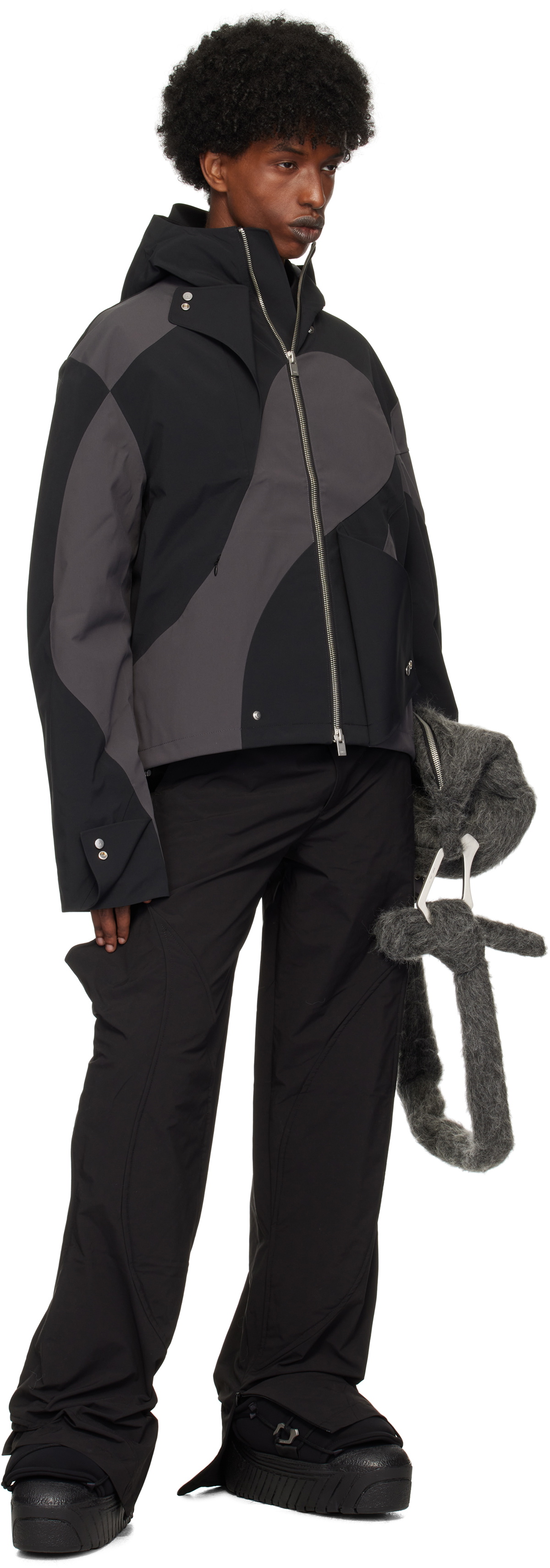 HELIOT EMIL Black & Gray Trident Technical Jacket Heliot Emil