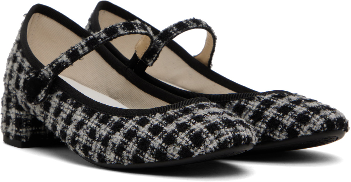 Repetto Black & White Rose Mary Jane Heels Repetto