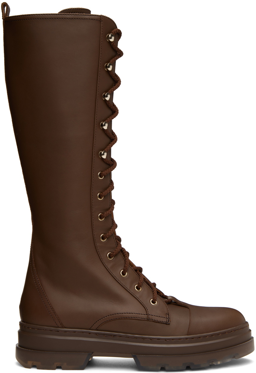 Max Mara Brown Calfskin Boots Max Mara