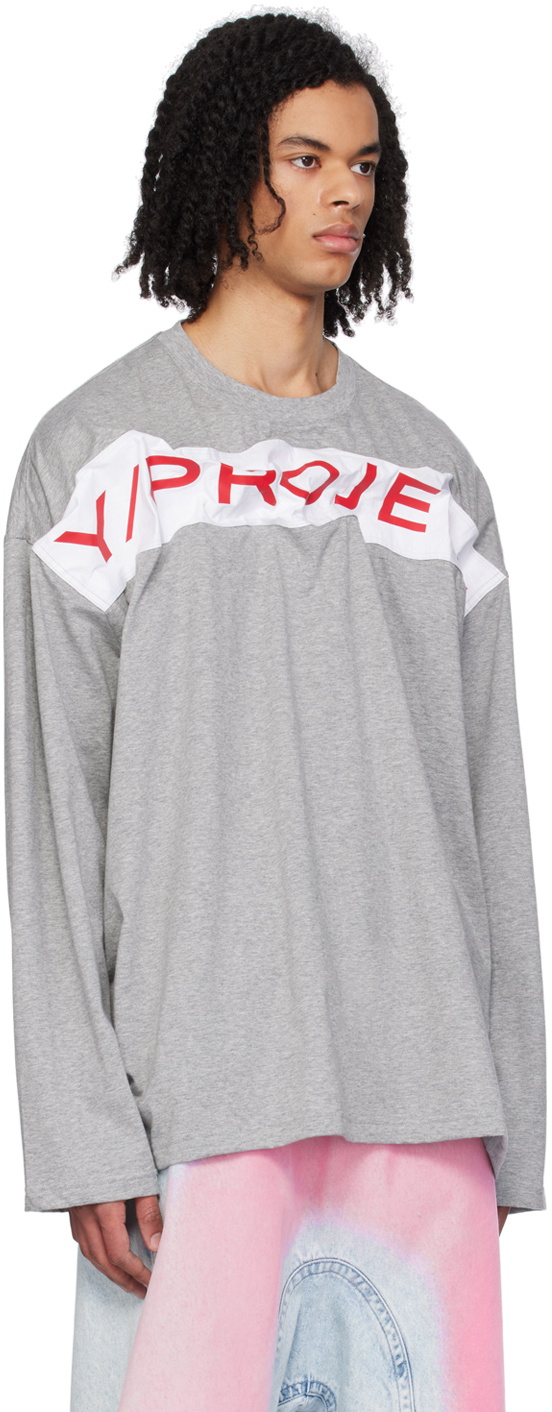 Y/Project Gray Draped Long Sleeve T-Shirt Y/Project