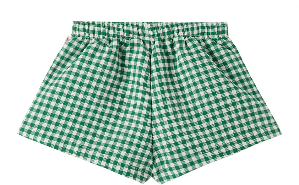 TINYCOTTONS Kids Green & Off-White Check Swim Shorts TINYCOTTONS