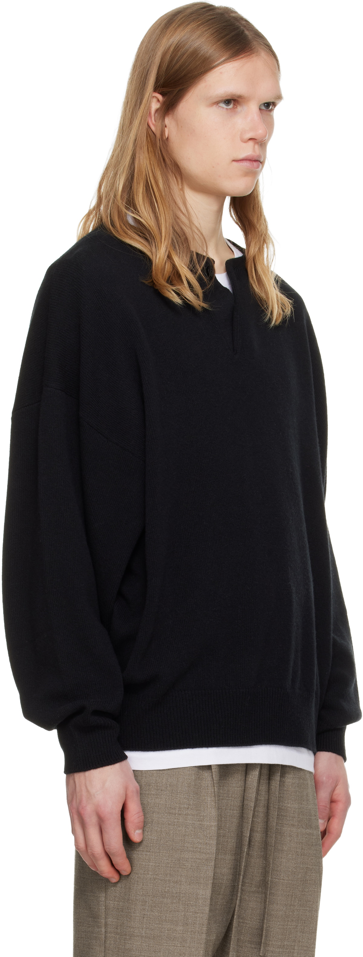 Fear of God Black Fine Knit Henley Fear Of God