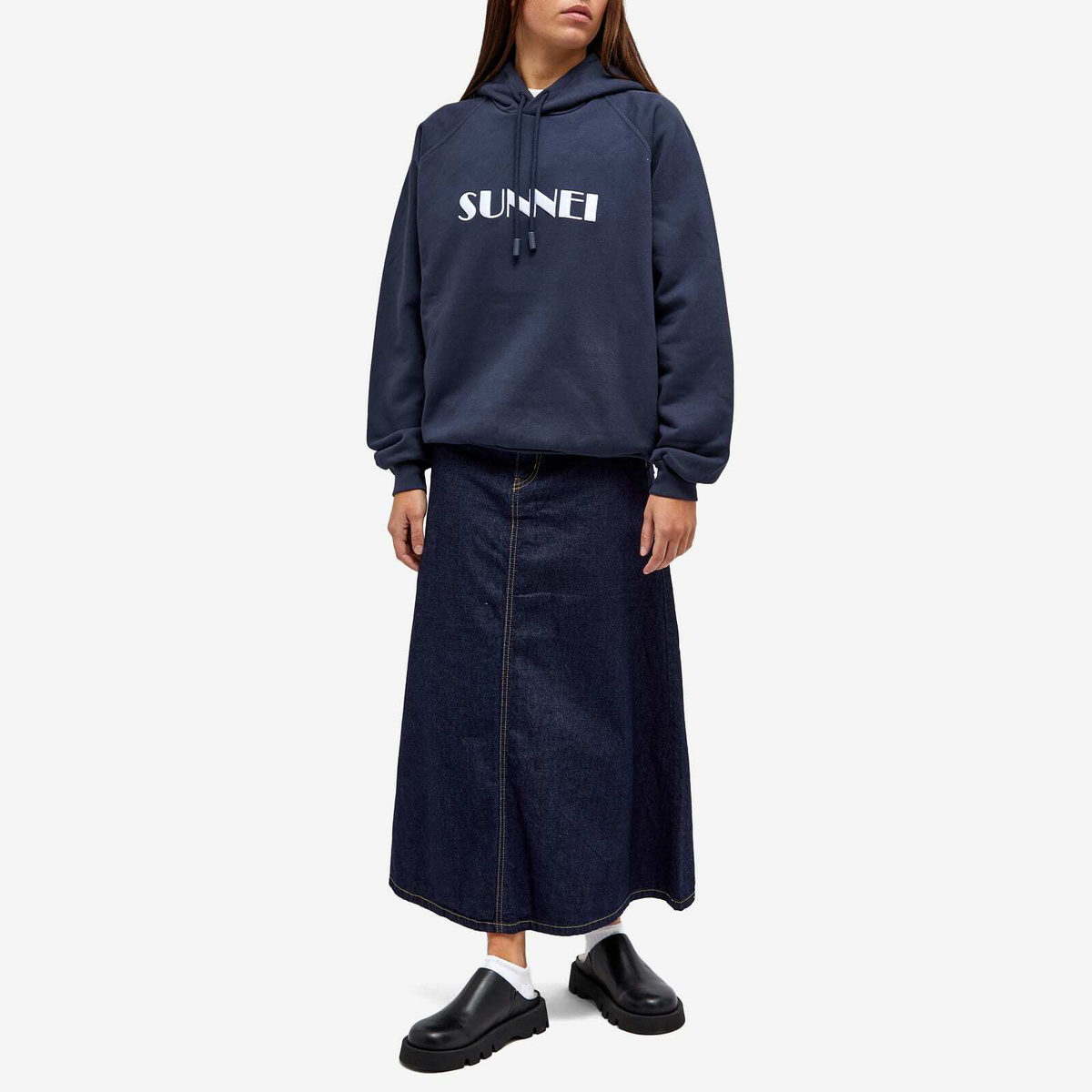 Sunnei Women's Big Logo Embroidered Hoodie in Carbon Sunnei