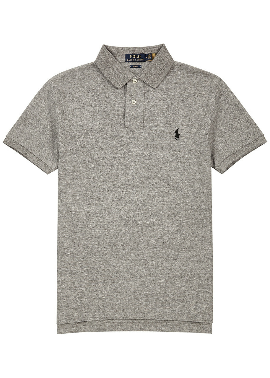 Polo Ralph Lauren Grey Slim Piqué Cotton Polo Shirt Polo Ralph Lauren