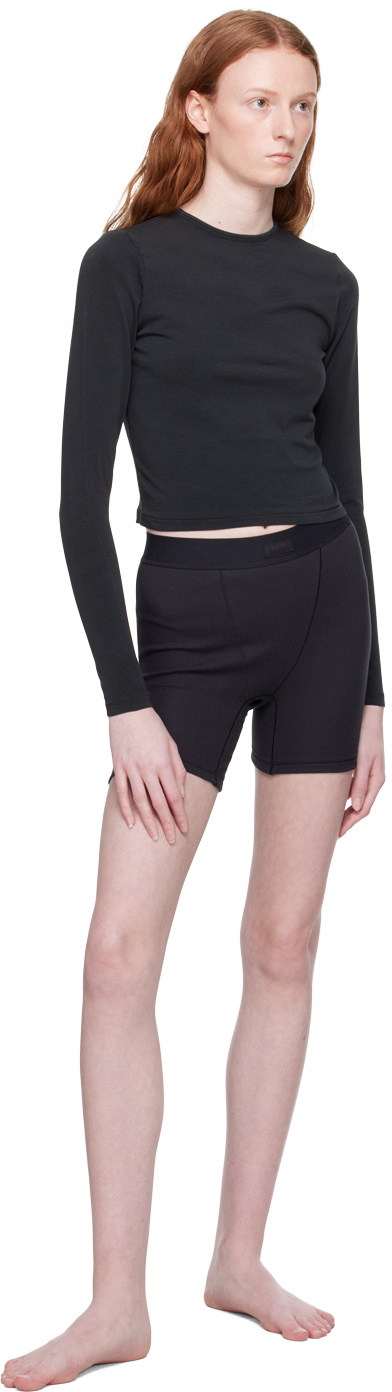 SKIMS Black Cotton Rib Boxers SKIMS