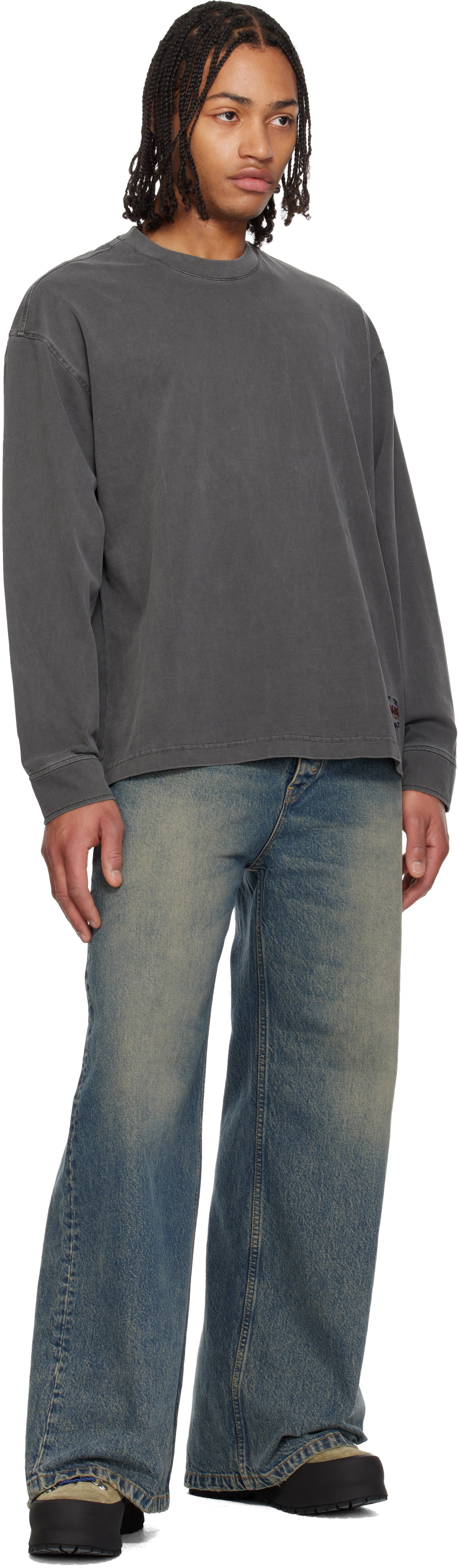 Solid Homme Gray Jazz Logo Embroidery T-shirt Solid Homme