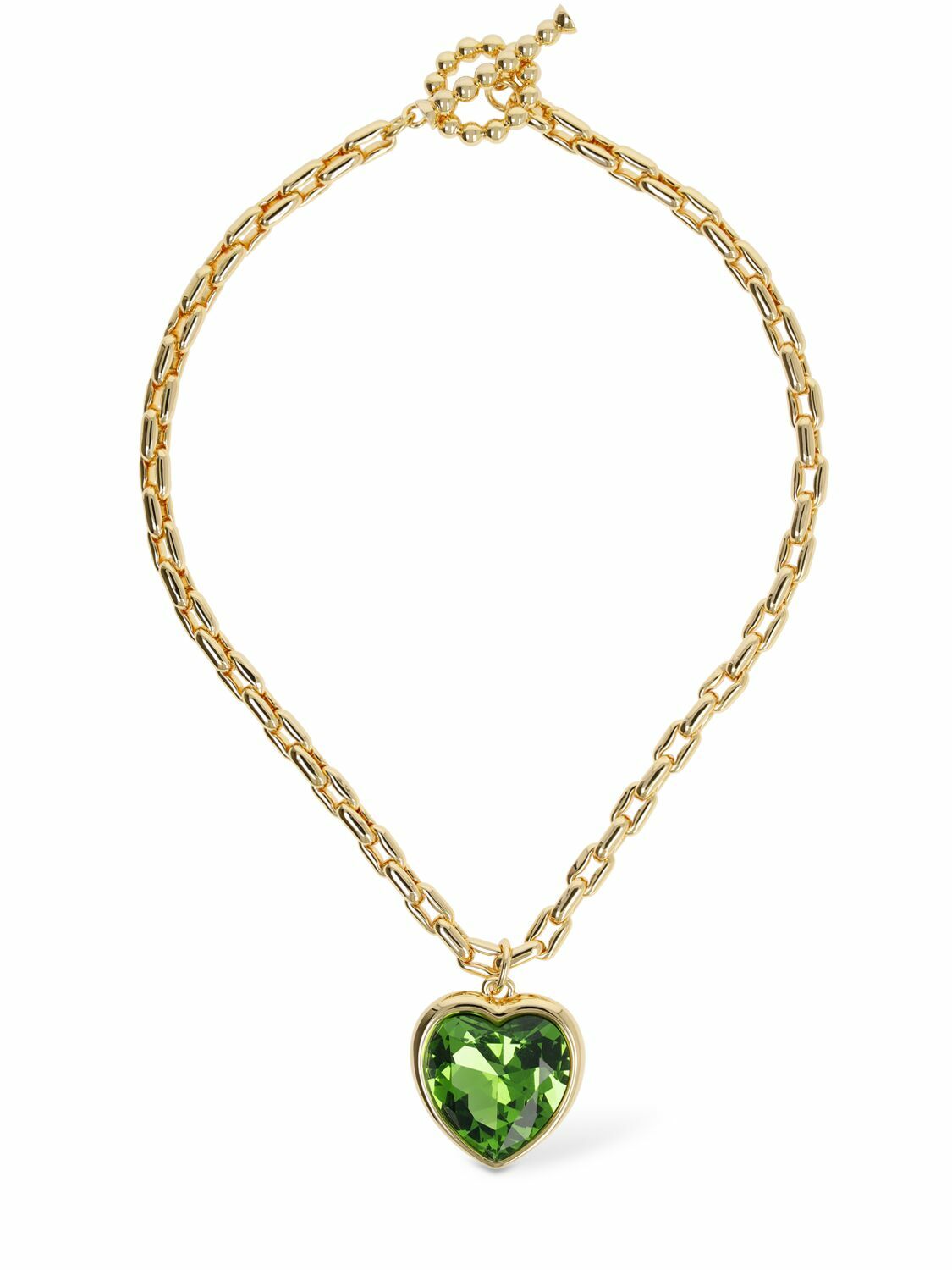 TIMELESS PEARLY - Green Heart Chain Necklace Timeless Pearly