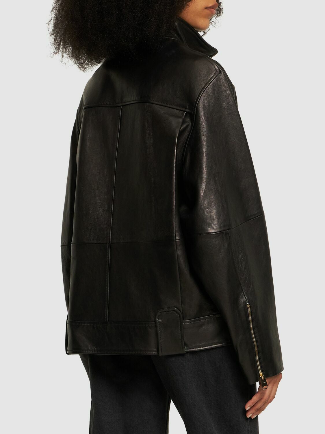 KHAITE - Shallin Leather Zip Jacket Khaite