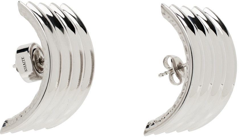 KHAITE Silver 'The Small Julius Panel' Earrings Khaite
