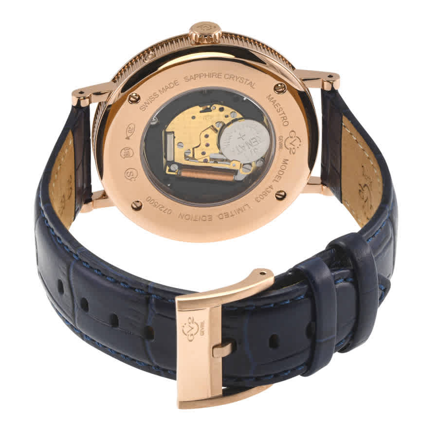 GV2 by Gevril Maestro Quartz Moon Phase Silver Dial Mens Watch 43603 ...