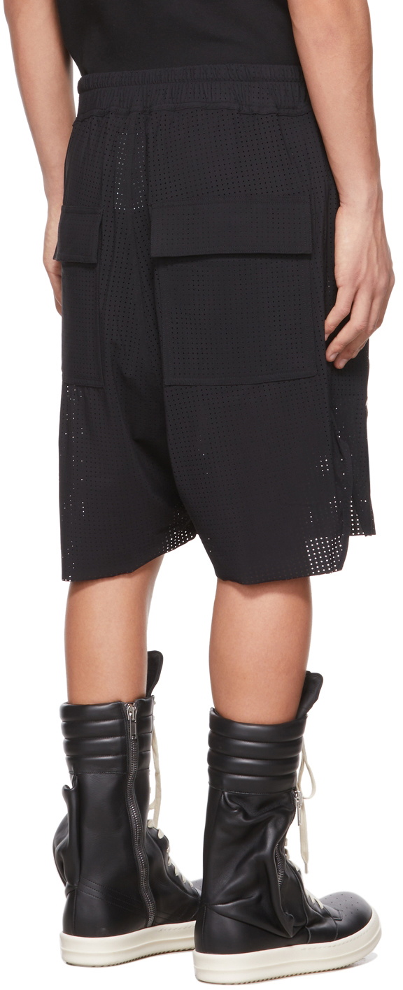 Rick Owens Black Champion Edition Perforated Beveled Pods Shorts Rick Owens
