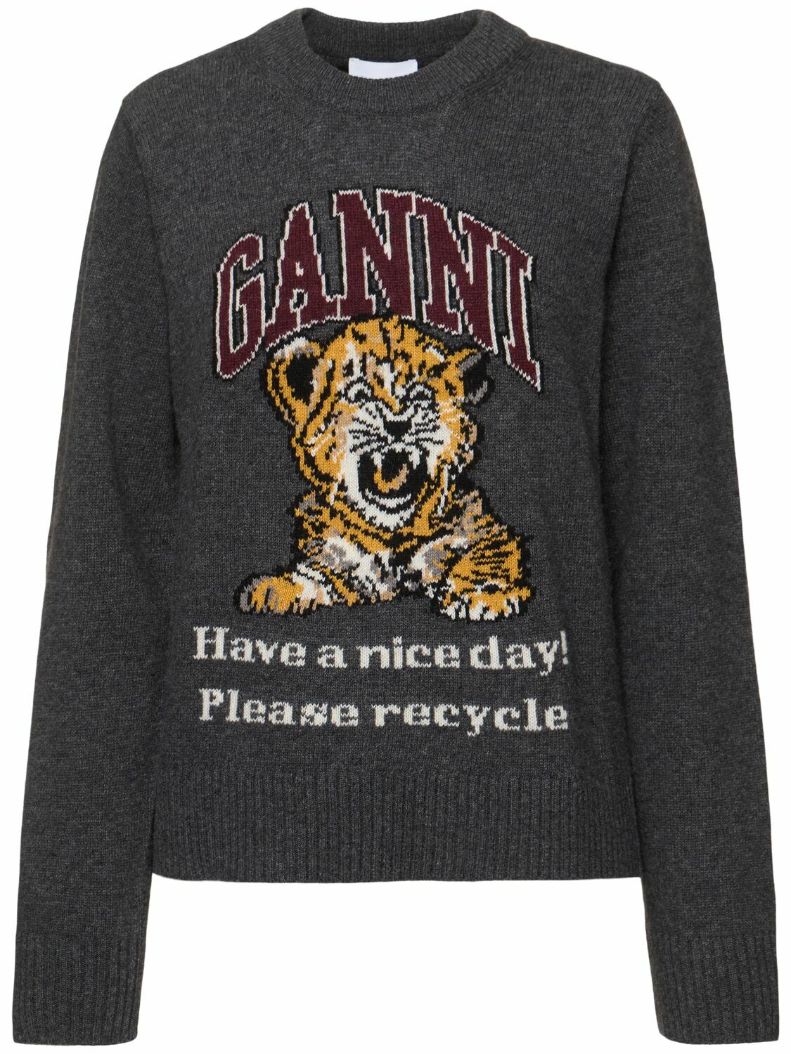 GANNI Graphic Tiger Wool Blend Sweater GANNI