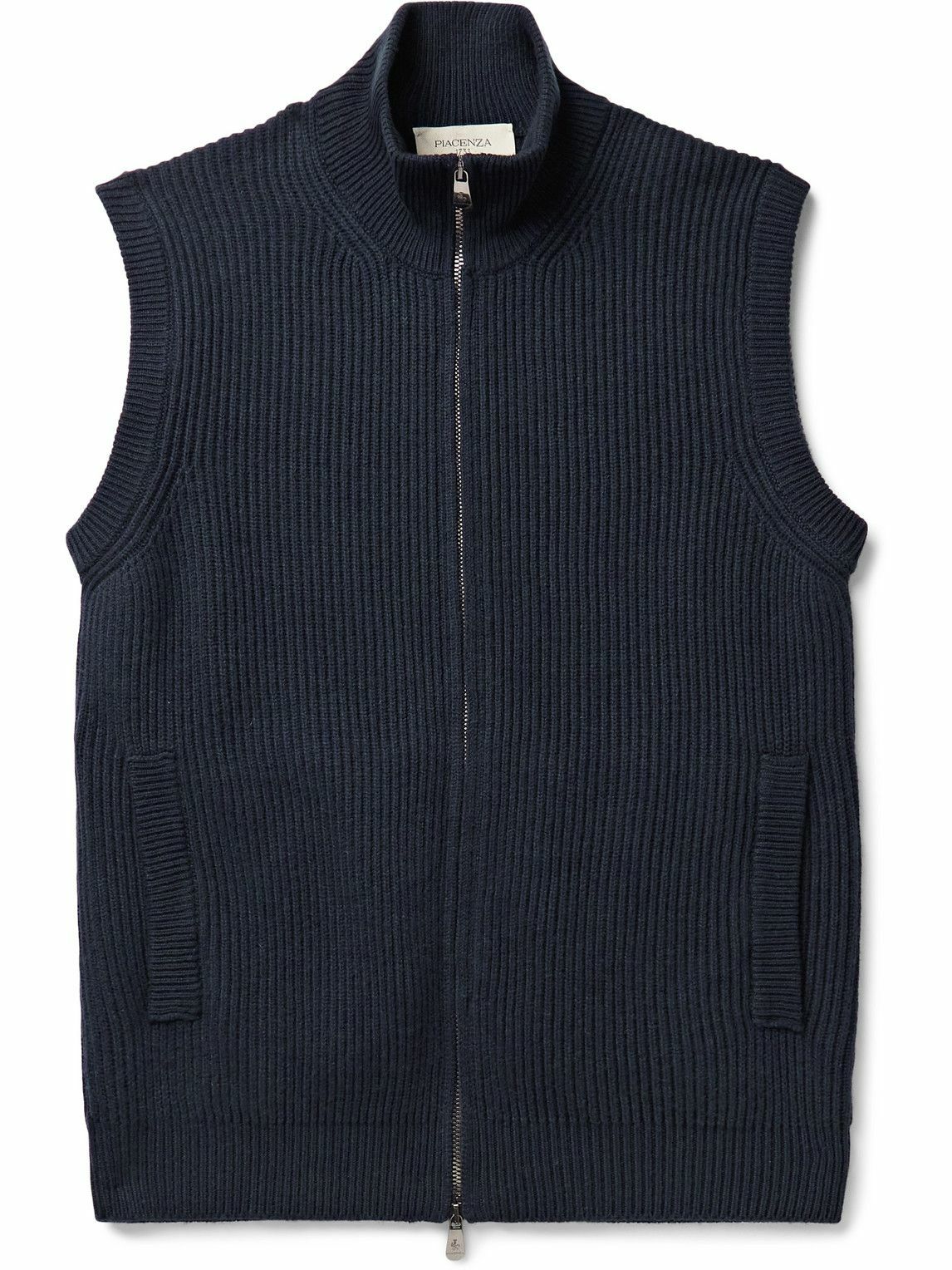 PIACENZA 1733 - Ribbed Cashmere Gilet - Blue Piacenza Cashmere