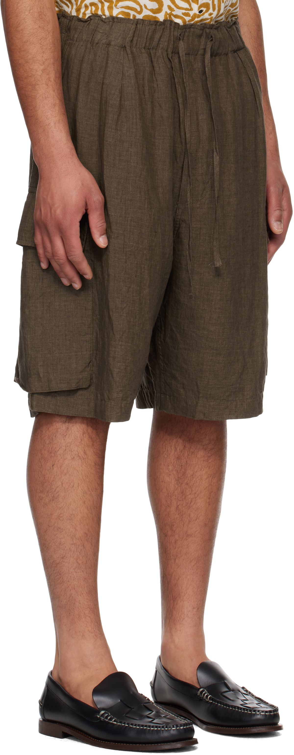 KAPTAIN SUNSHINE Brown Drawstring Cargo Shorts Kaptain Sunshine