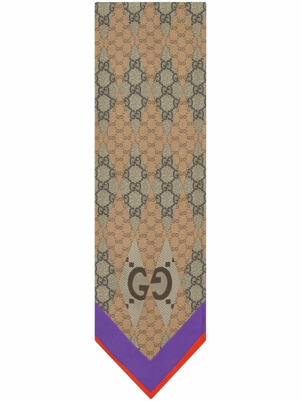 GUCCI - Gg Patchwork Backgammon-print Silk Foulard Gucci
