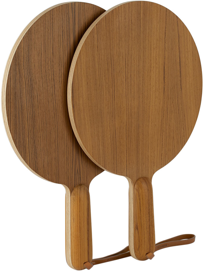 Jil Sander Brown Wood Beach Racket Set Jil Sander