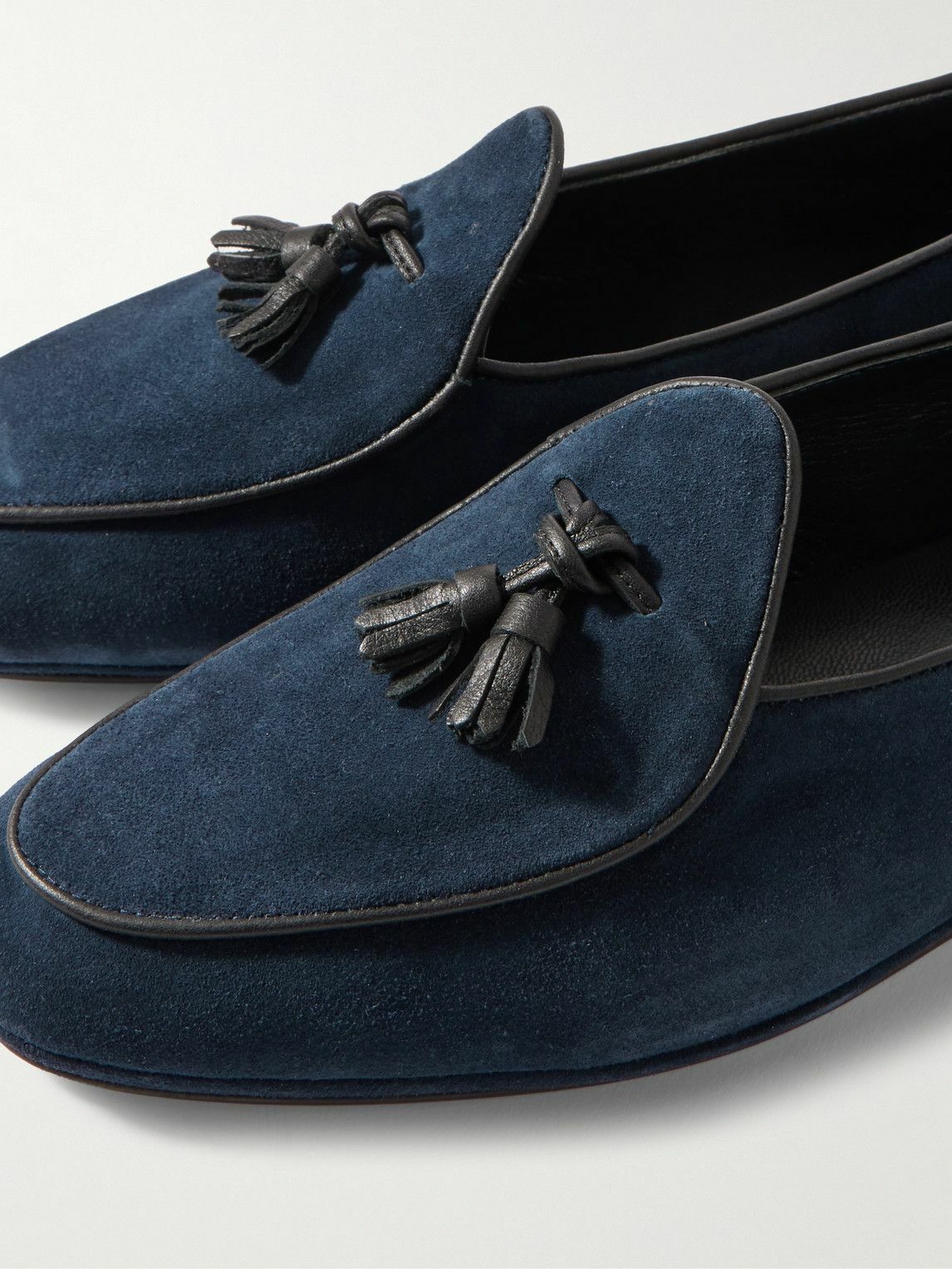Rubinacci - Tasselled Leather-Trimmed Suede Loafers - Blue Rubinacci