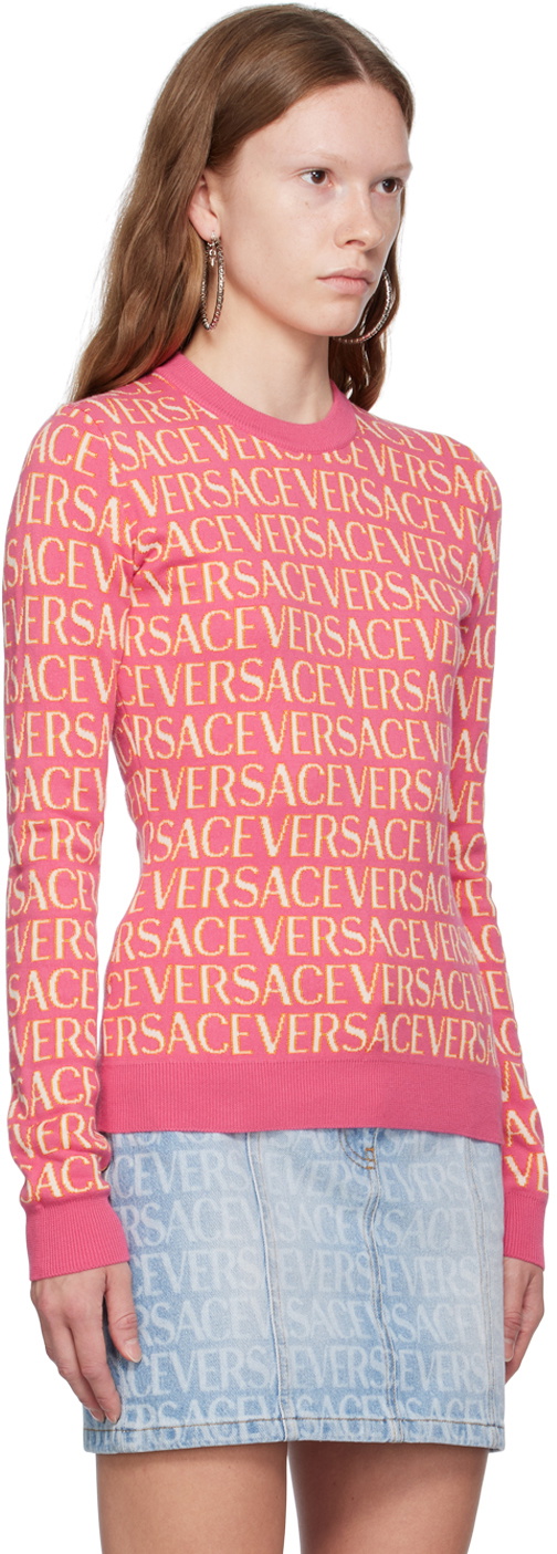 Versace Pink Jacquard Sweater Versace