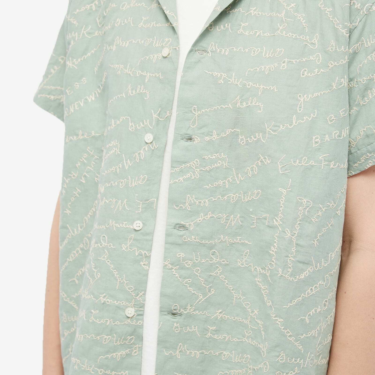 Bode Men's Signature Embroidered Vacation Shirt in Blue Bode