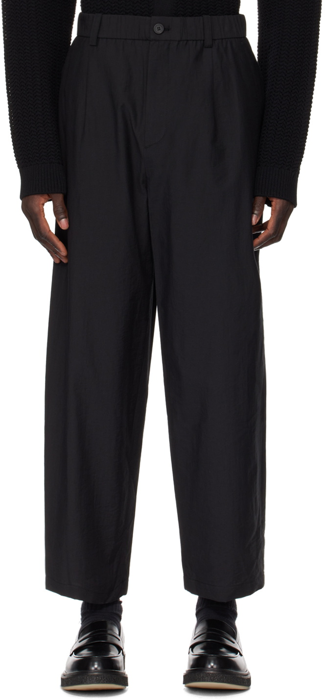 Solid Homme Black Elasticized Trousers Solid Homme