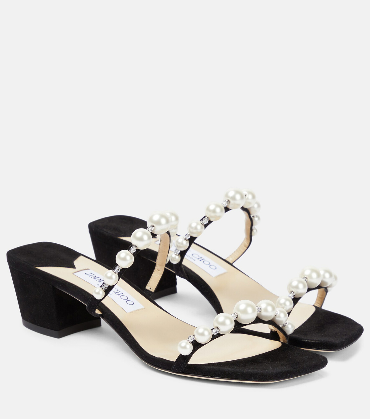 Jimmy Choo - Amara 45 embellished suede sandals Jimmy Choo