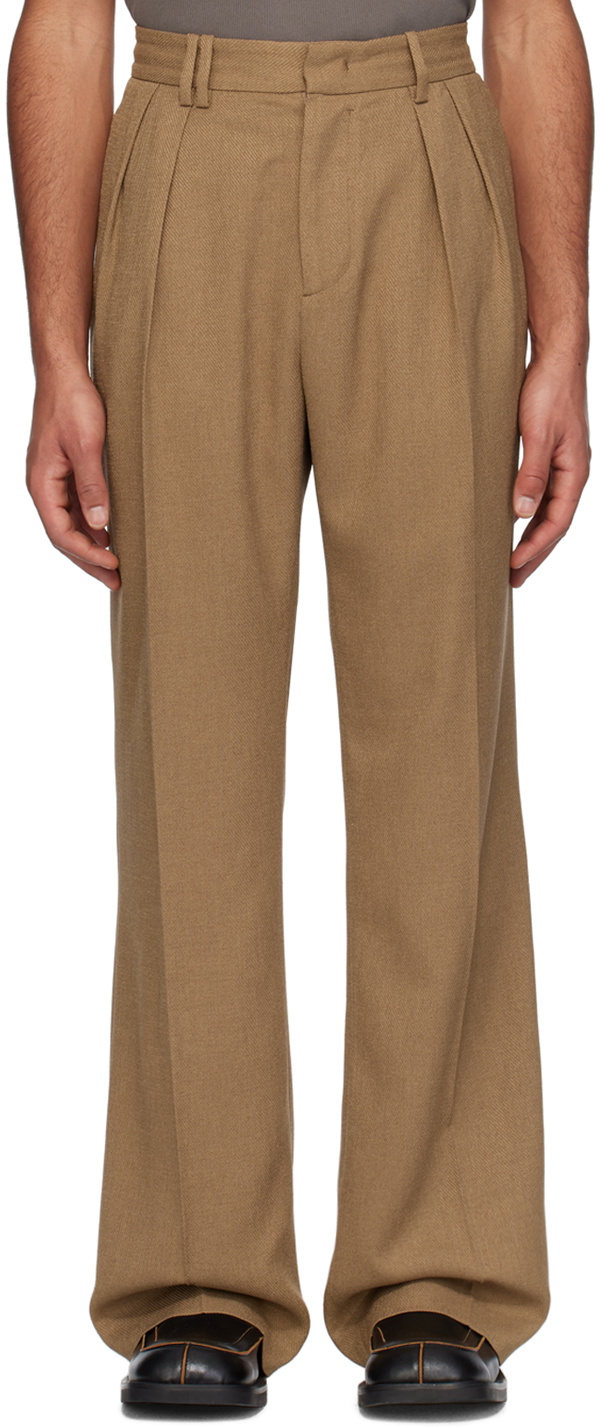 lesugiatelier Tan Semi Flared Trousers lesugiatelier