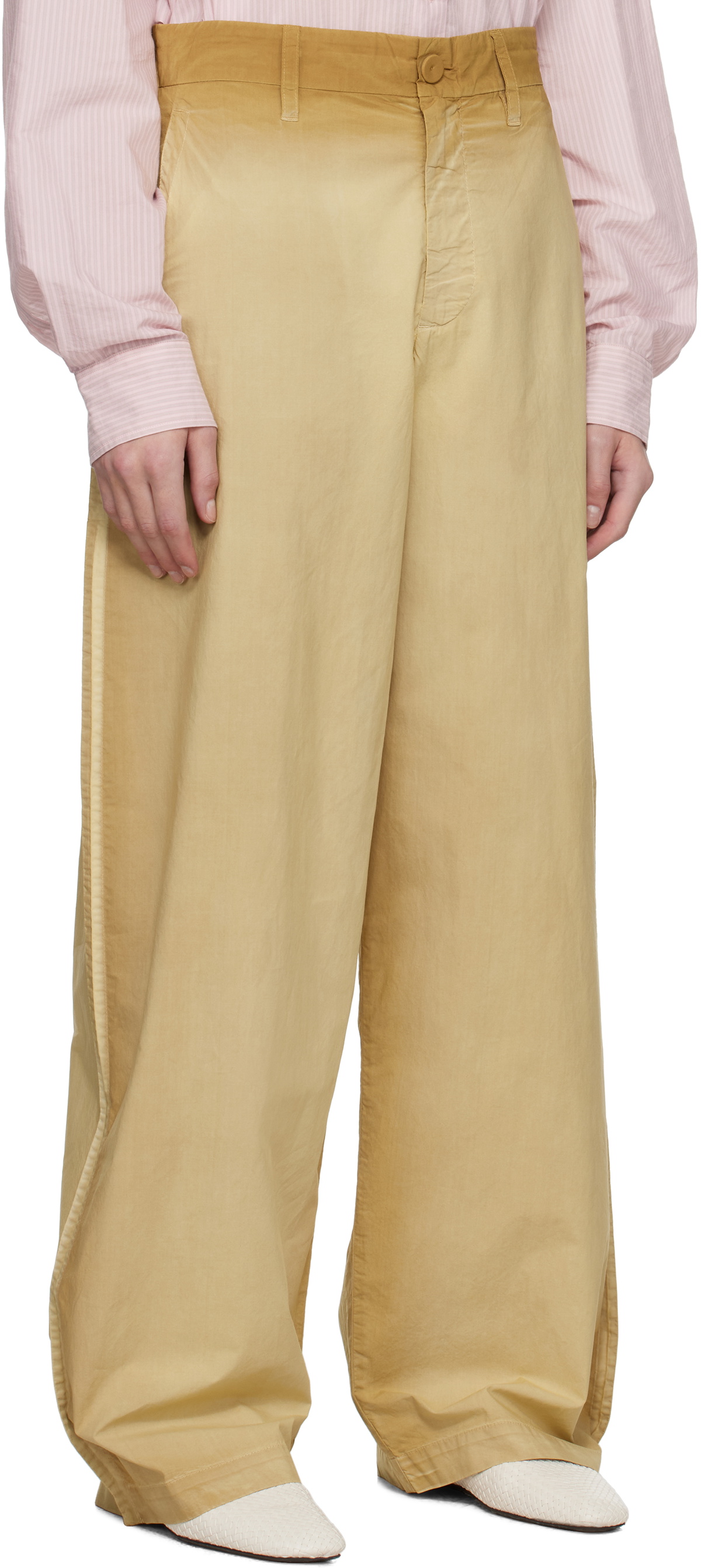 JW Anderson Beige Pinch Seam Garment Dye Trousers JW Anderson