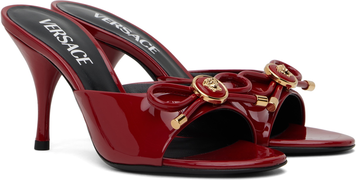Versace Red Opera Bow Patent 85 mm Heeled Sandals Versace