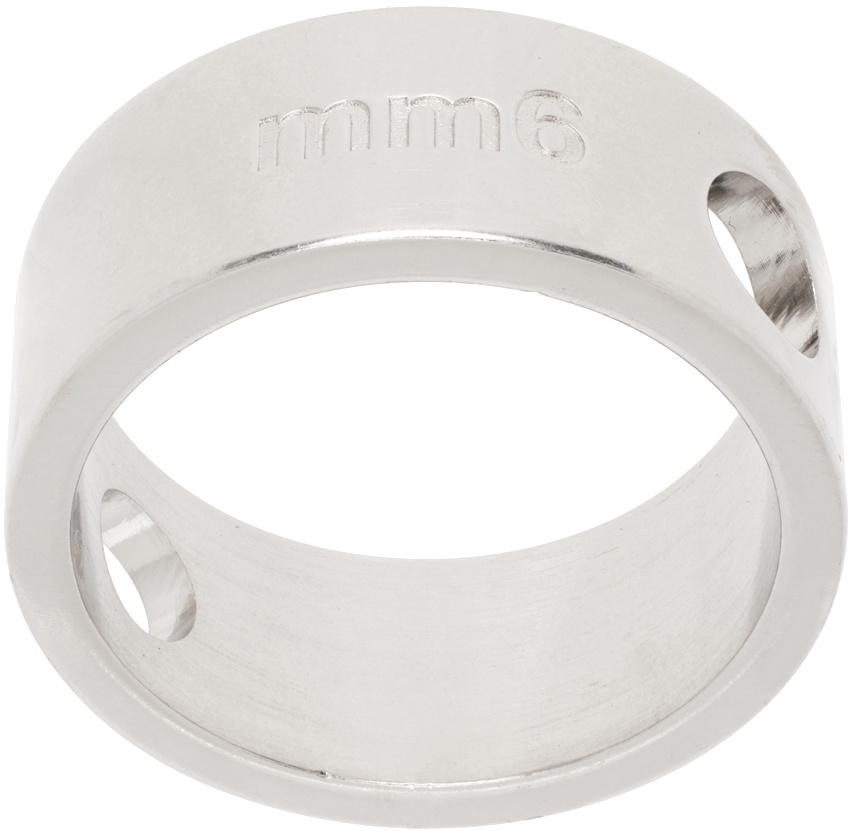 MM6 Maison Margiela Silver Circle Hole Ring MM6 Maison Margiela
