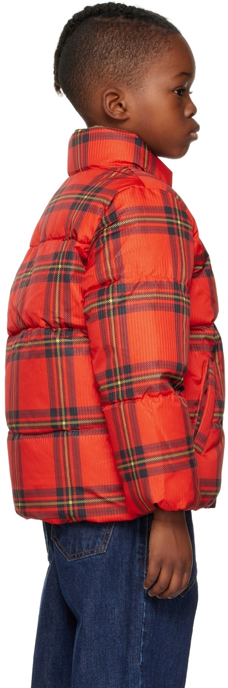 Mini Rodini Kids Red Check Puffer Jacket Mini Rodini