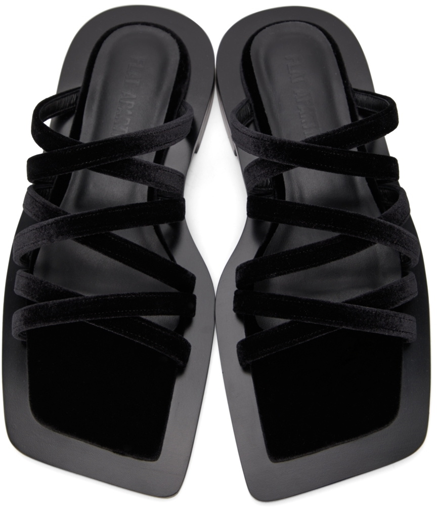 Flat Apartment Black Wide Square Sole Sandals