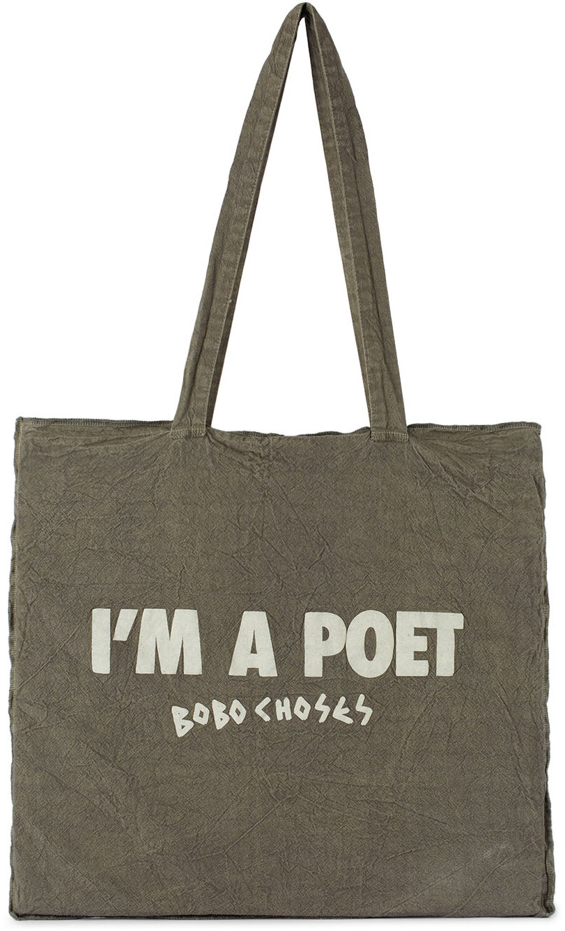 Bobo Choses Kids Grey I'm A Poet Logo Tote Bobo Choses