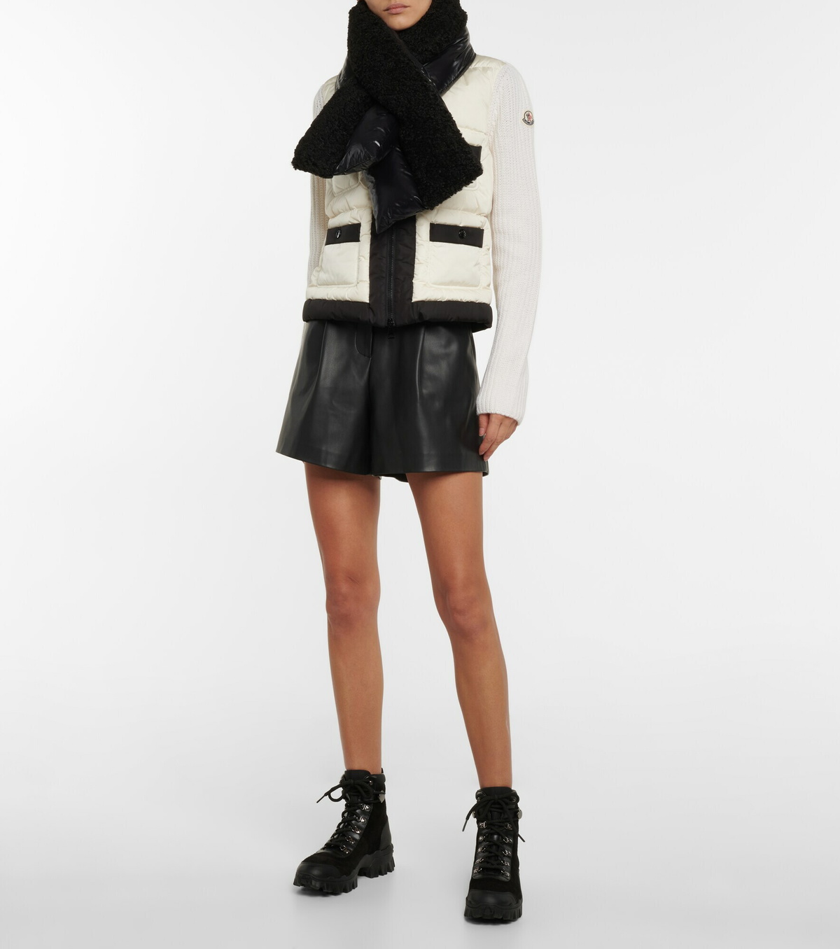 Moncler - Fleece and nylon down scarf Moncler