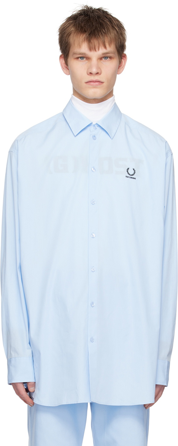 Raf Simons Blue Embroidered Shirt Raf Simons